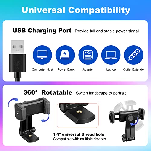 Aureday 12" Selfie Ring Light with Stand and Phone Holder, 15 Color RGB Ring Light with 62" Tripod, Dimmable LED Ringlight for Phone Photography, Live Stream, Creative Videos