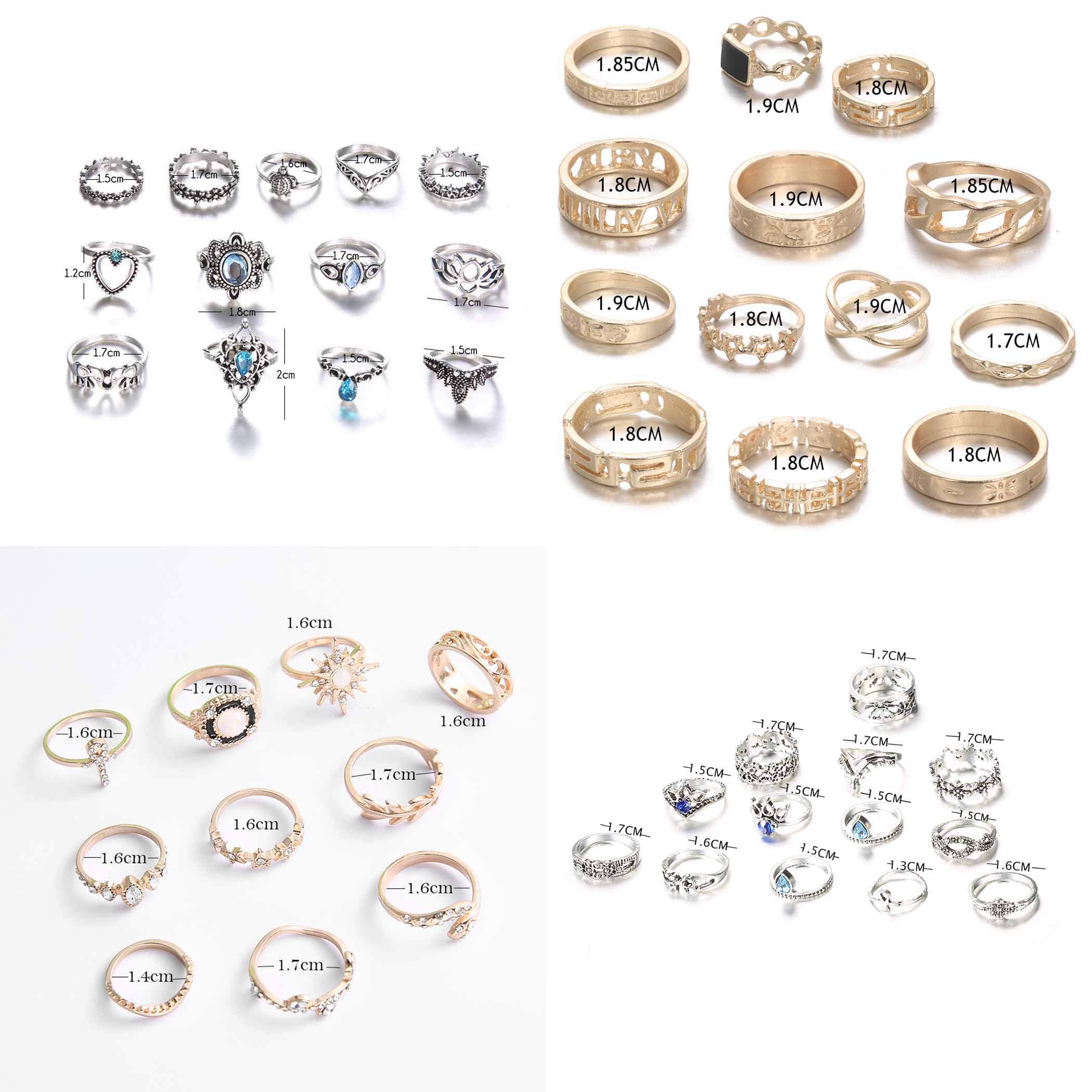 49Pcs Vintage Crystal Knuckle Rings Set Gemstone Boho Stackable Finger Rings Midi Ring for Women Hollow Carved Flowers Gold&Silver Ring Crystal Joint Rings