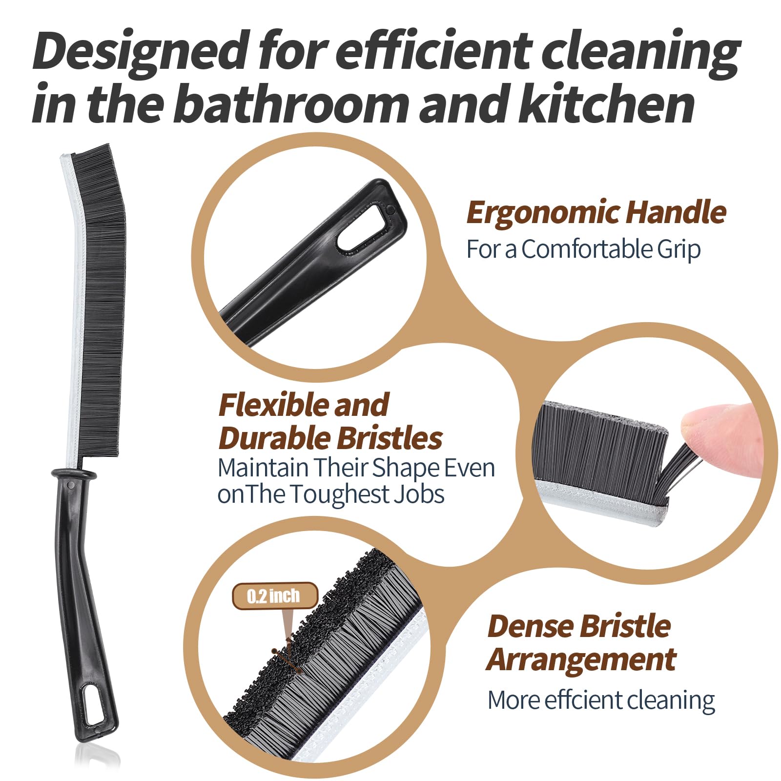 7 Pcs Hard Bristle Crevice Cleaning Brush, Multifunctional Grout Cleaner Brush, Thin Gap Cleaning Brush Set, Small Cleaning Tools for Household Use, Kitchen, Bathroom, Toilet, Window Track,Tight Space