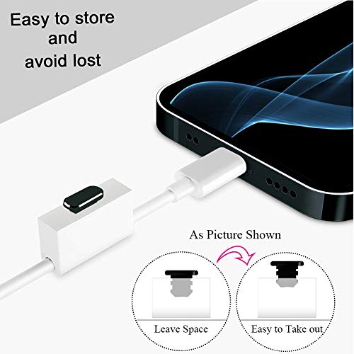 VIWIEU Metal Anti Dust Plug Compatible with iPhone 14 13 12 11 X XS XR 8 7 SE Mini Plus Pro Max iPad AirPods, 2 Pack Lightning Charging Port Cover Protectors with Plug Holder and Storage Box (Black)