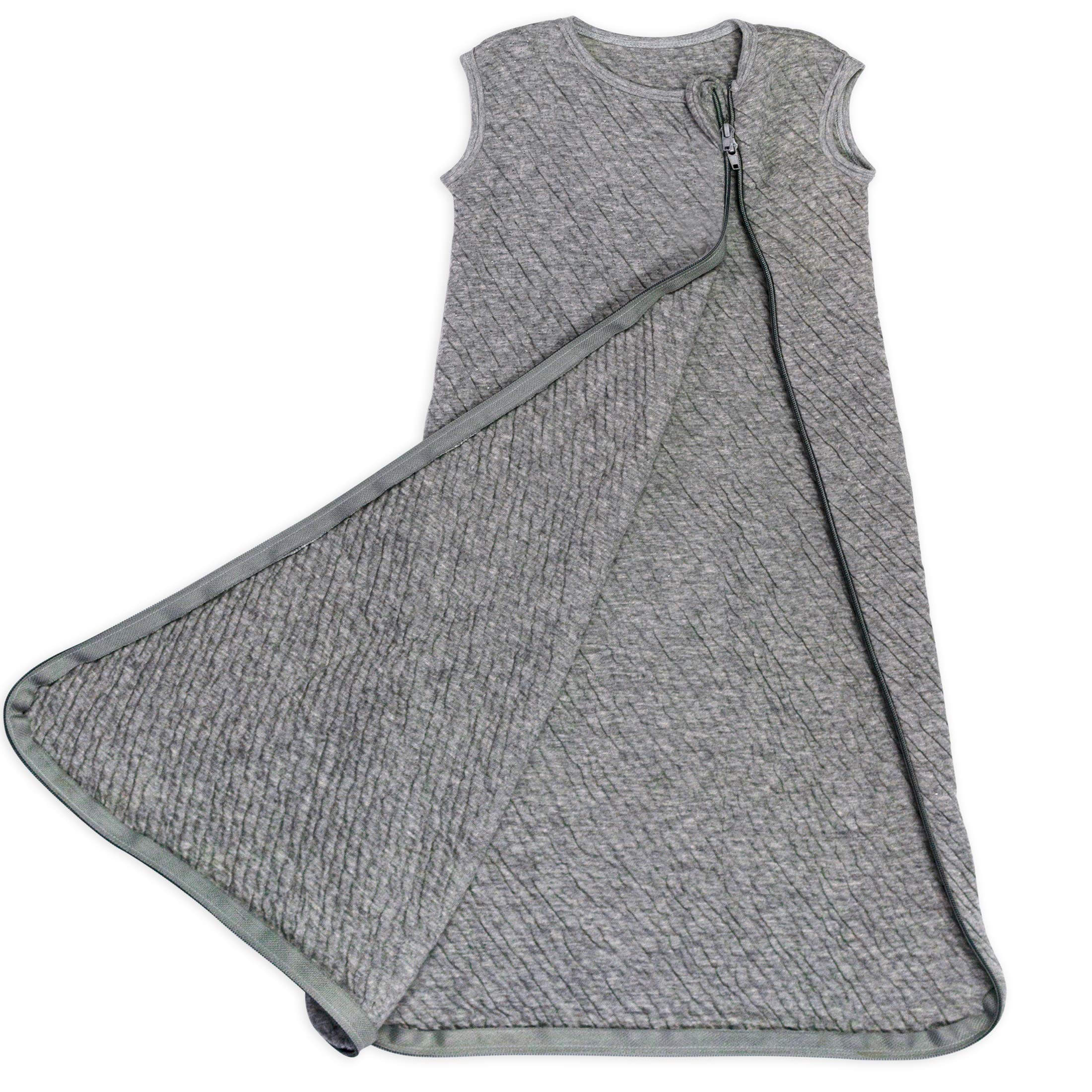 HonestBaby unisex baby Organic Cotton Matelasse Wearable Blanket, Gray Heather, Small US