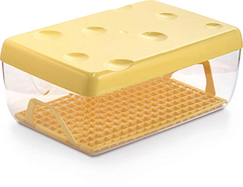 Snips 12.5-Cup Cheese Keeper with Drain and Bottom Grid, yellow