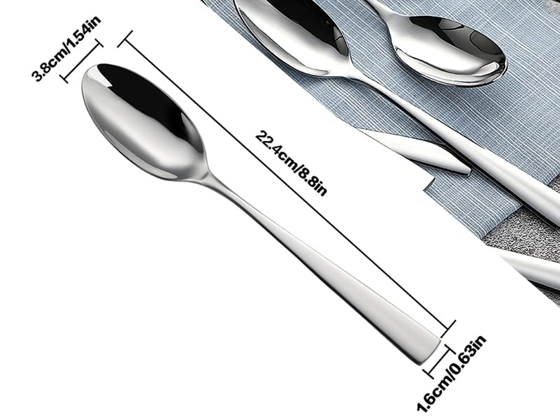 6 Pieces large Soup Spoons, Stainless Steel Spoon Premium Food Grade Large Dinner Spoons Unique Large Capacity Spoon Head Design can Accommodate more Food, Can Also be used as a Family Serving Spoon