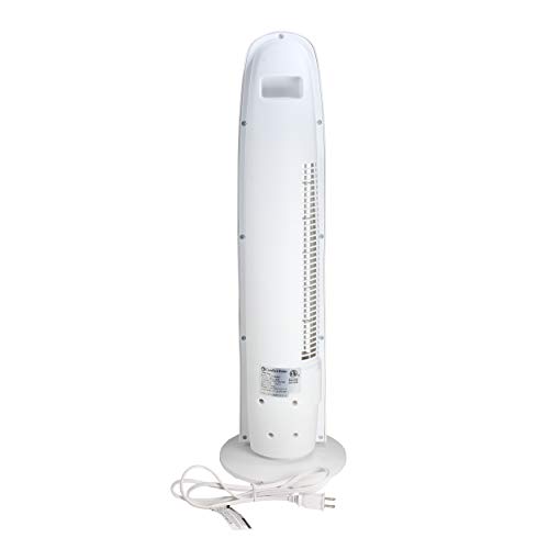 Comfort Zone CZTF329WT 29” 3-Speed Oscillating Tower Fan, High-Performance Centrifugal Blades with Space Saving Design, Perfect for Office, Desk or Dorm Room, White