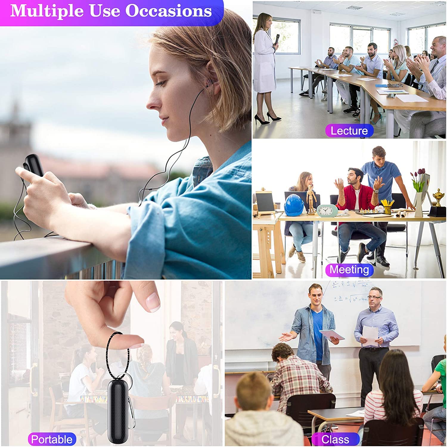 64GB Magnetic Voice Recorder, Voice Activated Recorder with Playback, 500 Hous Strong Battery Life Digital Audio Tape Recorder Recording Device with 768 Hour Storage Capacity for Lectures