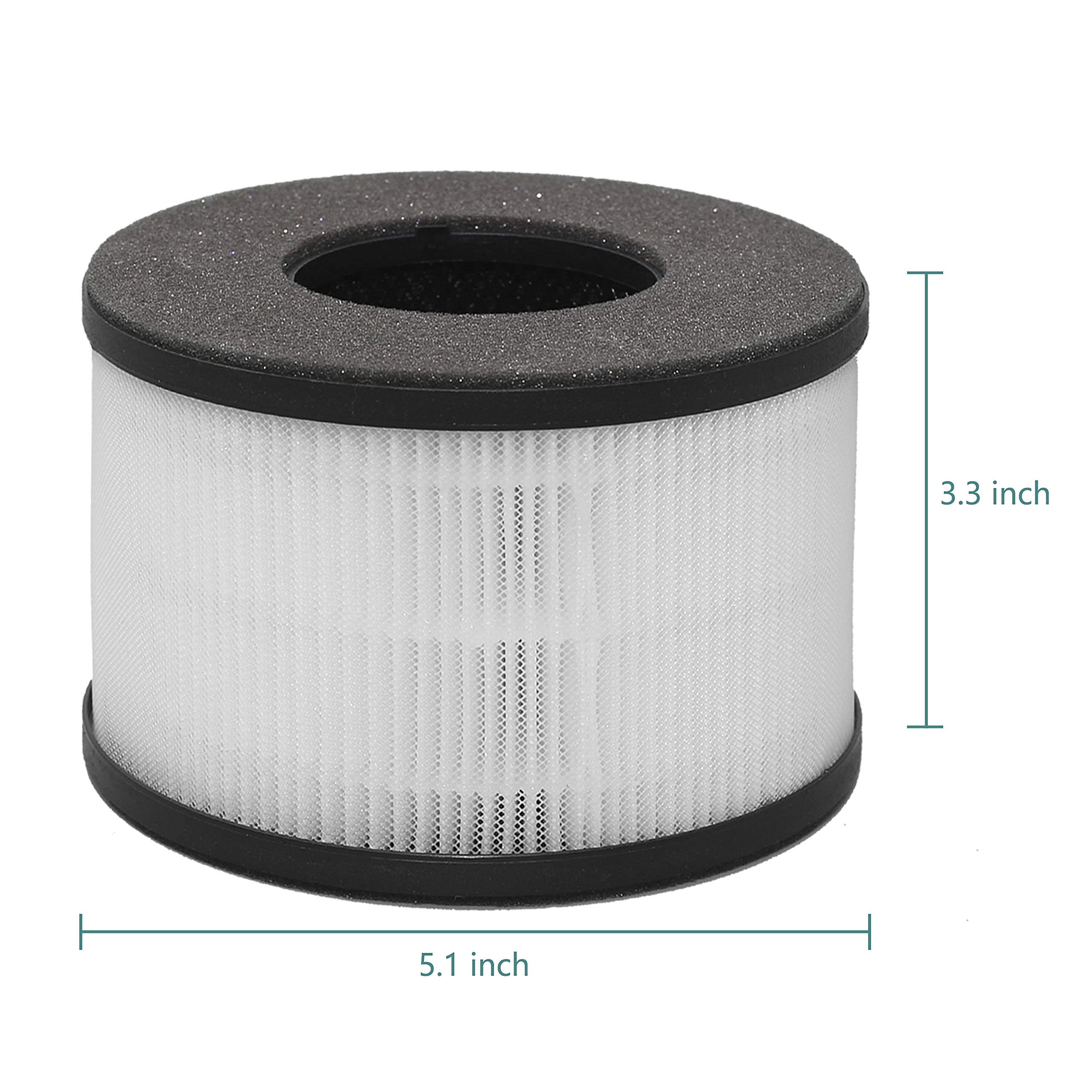 BS-03 H13 True HEPA Replacement Filter, Compatible with PARTU Air Purifier BS-03 Part U and Part X, 3 in 1 Air Filter True HEPA Filter Activated Carbon Filter, 2 Pack