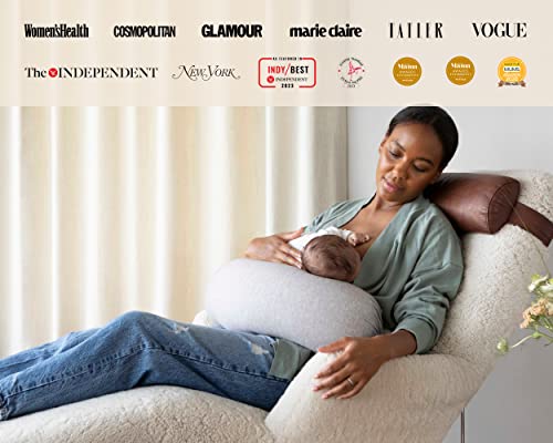 bbhugme Adjustable Nursing Pillow - Breastfeeding, Bottle Feeding, Baby Support - Adjustable Firmness and Fit - Washable Pillow Cover - Grey Melange