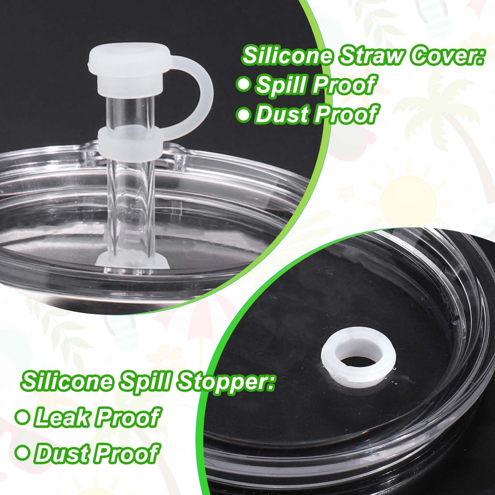 AIERSA 3Pcs Spill Stopper for YETI Cup Straw Lid, and 3Pcs Straw Cover Cap Toppers Suitable for Yeti Cup Accessories for 20, 16, 24, 25, 26, 35,42 oz Tumbler, Silicone, Leak Proof