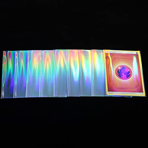 Black Lotus 100CT Double Side Foil Gemstone Rainbow Laser Flashing Card Sleeves Trading Cards Shield Magic Card Protector Holographic Flashing Protective Idol Cover (Rainbow 65x90mm)