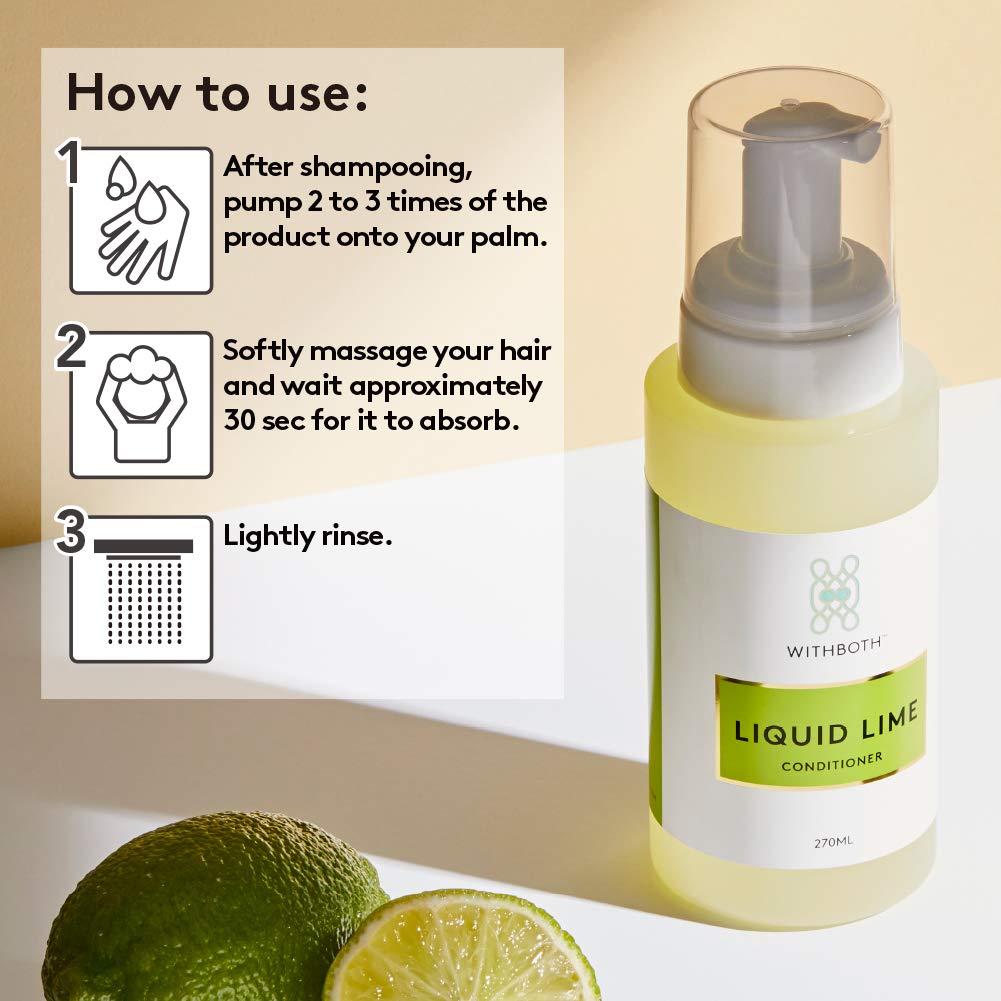 WITHBOTH LIQUID LIME HAIR CONDITIONER for Damaged Hair with Vitamins and Minerals, 9.1 fl oz / 270ml