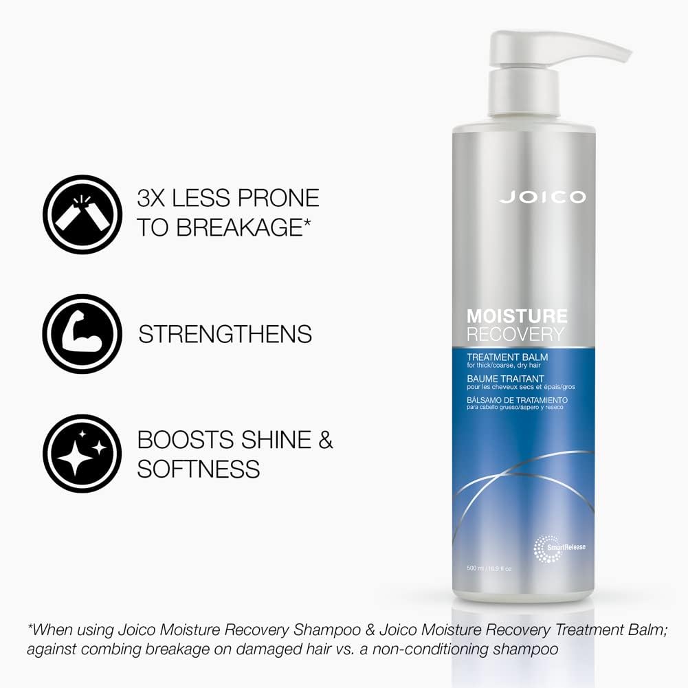 Joico Moisture Recovery Treatment Balm | For Thick, Coarse, Dry Hair | Restore Moisture, Smoothness, Strength, & Elasticity | Reduce Breakage & Frizz | With Jojoba Oil & Shea Butter | 16.9 Fl Oz