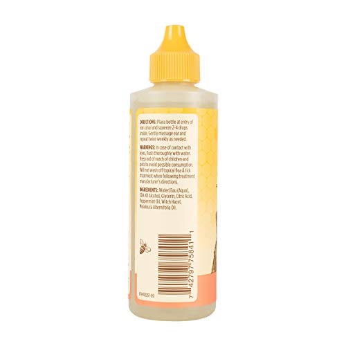 Burt's Bees for Pets Natural Ear Cleaner with Peppermint and Witch Hazel | Effective & Gentle Dog Ear Cleaning Solution for All Dogs And Puppies | Made in USA, 4 Oz