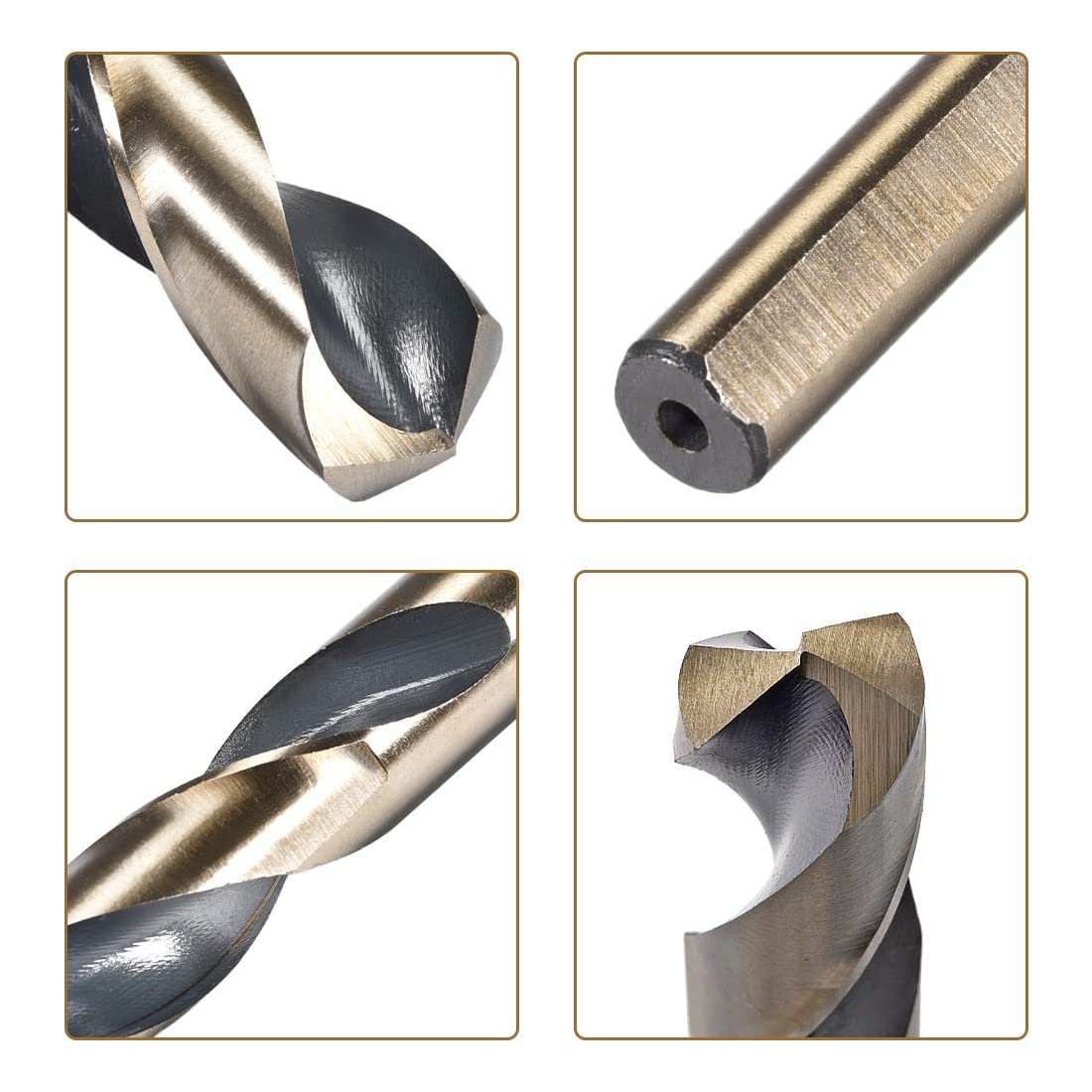 uxcell Reduced Shank Twist Drill Bits 15mm Black Nitride & Gold Titanium Coated High Speed Steel 4341 with 10mm Shank for Stainless Steel Alloy Metal Plastic Wood