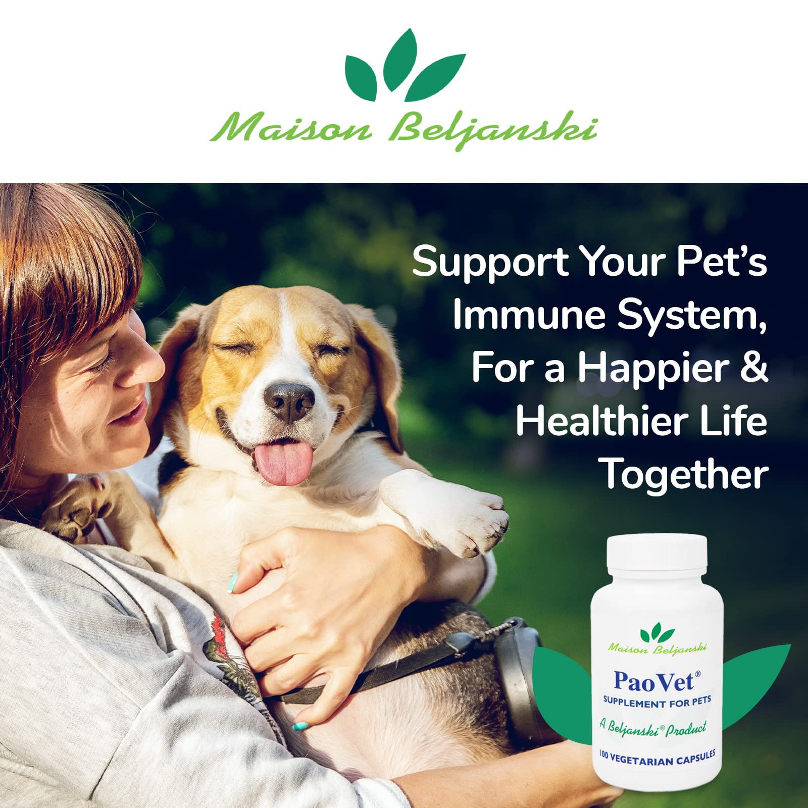 Beljanski® Product - PaoVet® - Pao Pereira Immune Support Pet Supplement - 100 Capsules