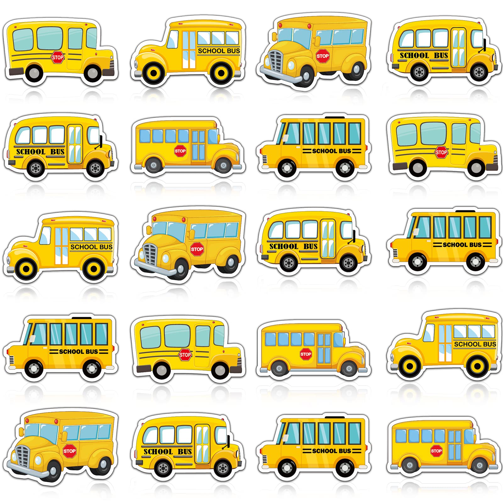 480 Pcs School Bus Stickers Cute School Bus Party Supplies Teachers Stickers for Kids Cartoon Transportation Stickers for Boys Toddler Teens DIY Art Toys Crafts School Classroom Students (Yellow)