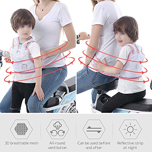 MOCOHANA Childrens Motorcycle Safety Harness Breathable Mesh Adjustable Kids Safety Seat Strap Carrier for Bike Riding Reflective, Green