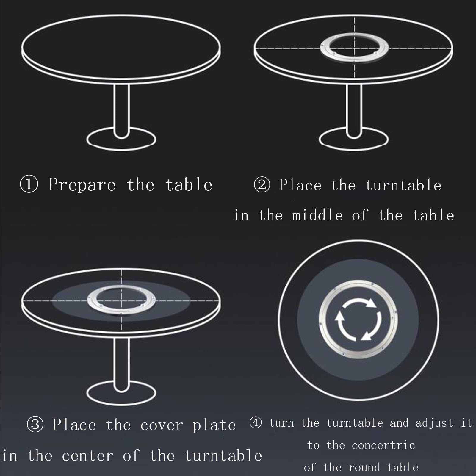 8-28 Inch Aluminium Lazy Susan Turntable Bearing Round Table Swivel Base Rotating Bearing Turntable 360 Degree Rotating For Dining Table TV Computer Monitor