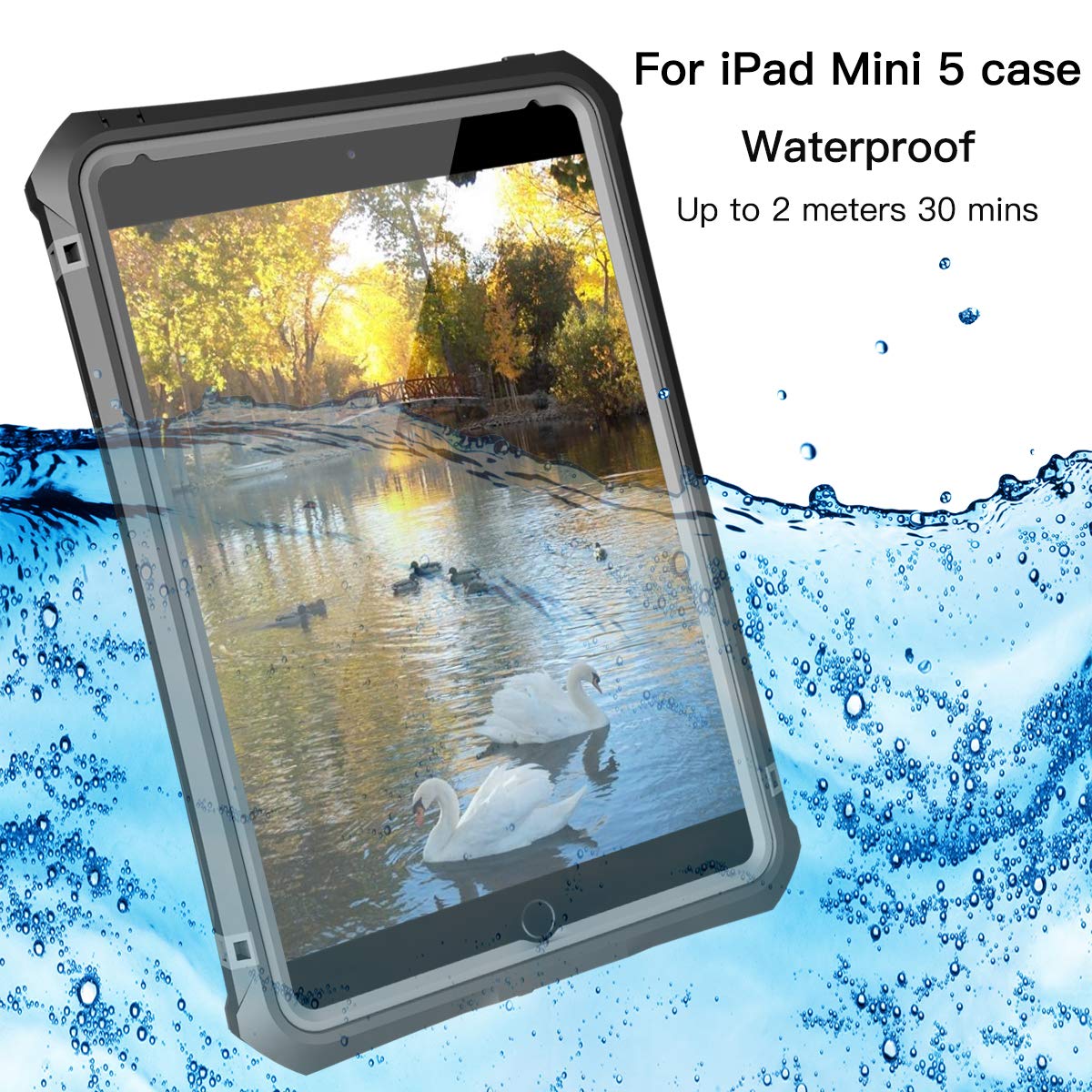 iPad Mini 5 Case - Waterproof iPad Mini 5/iPad Mini 4 Full Body Bumper Case with Built in Screen Protector Drop Proof Anti Scratch Anti Shock Red Case Cover for iPad Mini 5th/4th Generation 7.9"