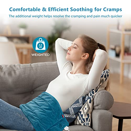 Comfytemp Full Weighted Heating Pad for Back Pain & Cramps Relief, 2.2lb Large Electric Heating Pad for Neck and Shoulders, Moist & Dry Heat Therapy with Auto Shut Off, Stay On, 12x24", Washable
