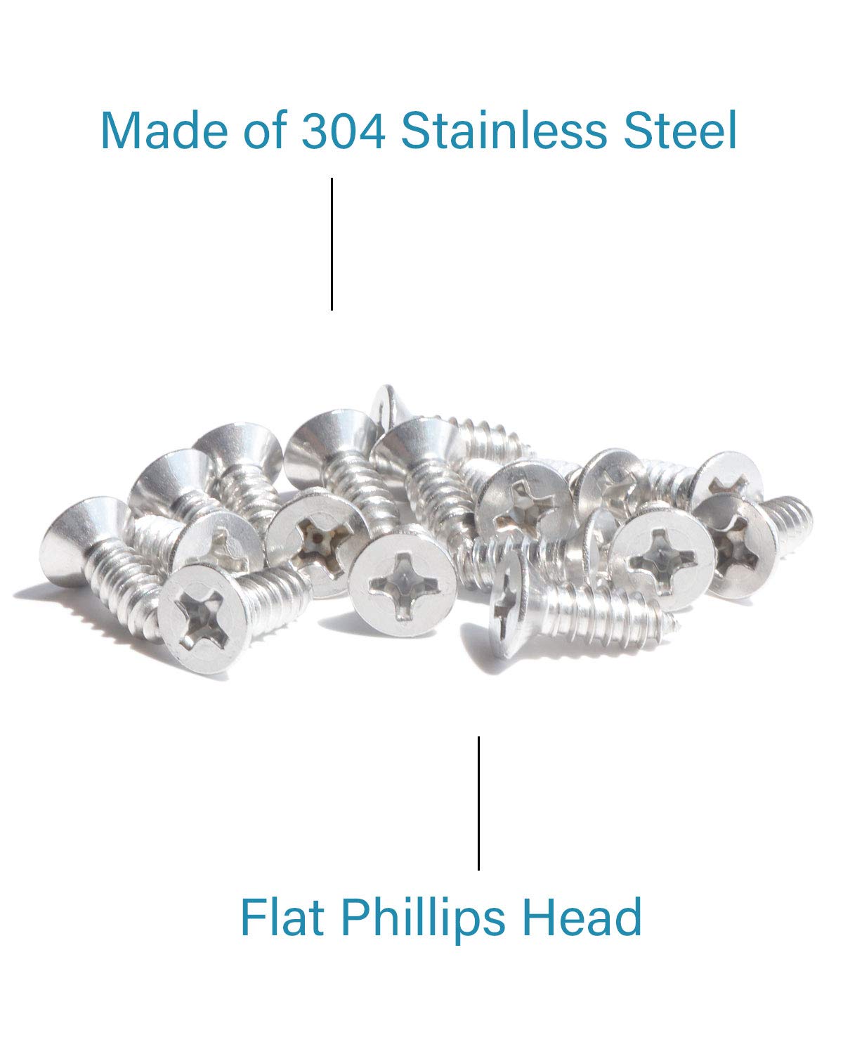 IMScrews 25pcs #12 x 3/4" (19mm) Stainless Flat Head Phillips Wood Screws 18-8 (304) Stainless Steel Countersunk Self Tapping Screws