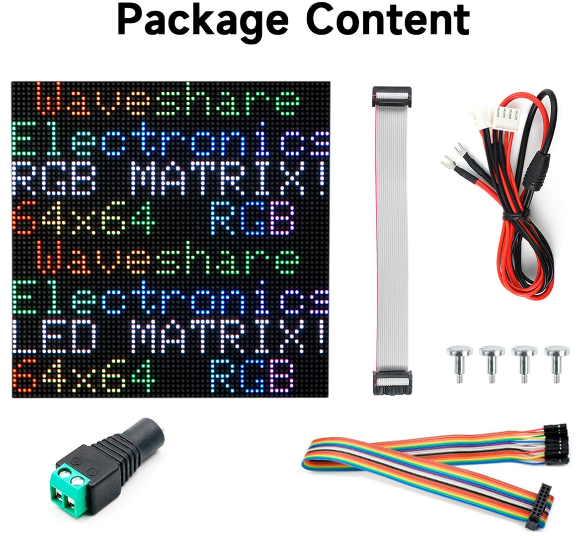 64x64 4096 Pixels RGB Full-Color LED Matrix Panel 2.5mm Pitch, Adjustable Brightness Chainable Design,Display Text/Colorful Image/Animation, Compatible with Raspberry Pi / Raspberry Pi Pico / ESP32