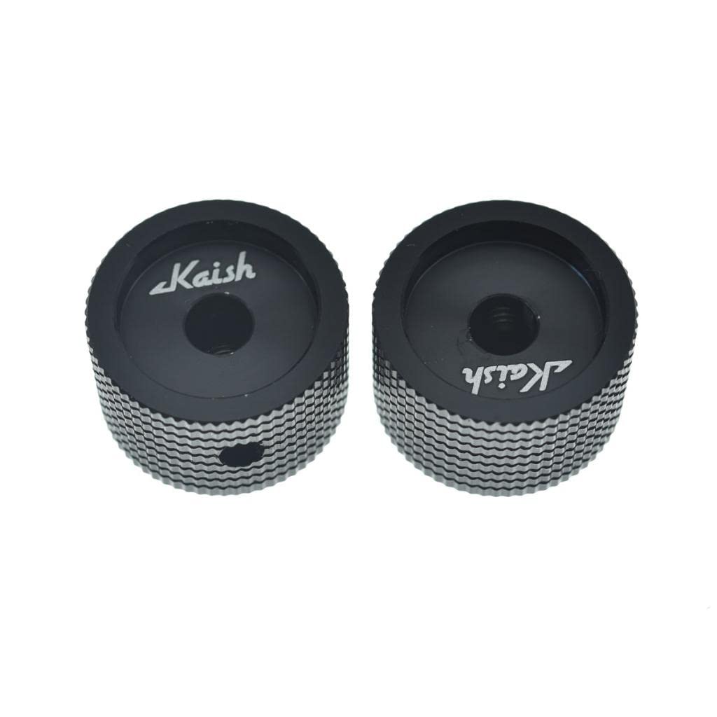 4pcs 25*15.5mm Set Screw Aluminium Potentiometer Knobs 1/4" Metal Universal Pot Control Knobs w/ Polished Edge for Guitar/Bass/Efffect Pedal/AMPS/Preamps/Audio Equipments Black with Indicator Triangle