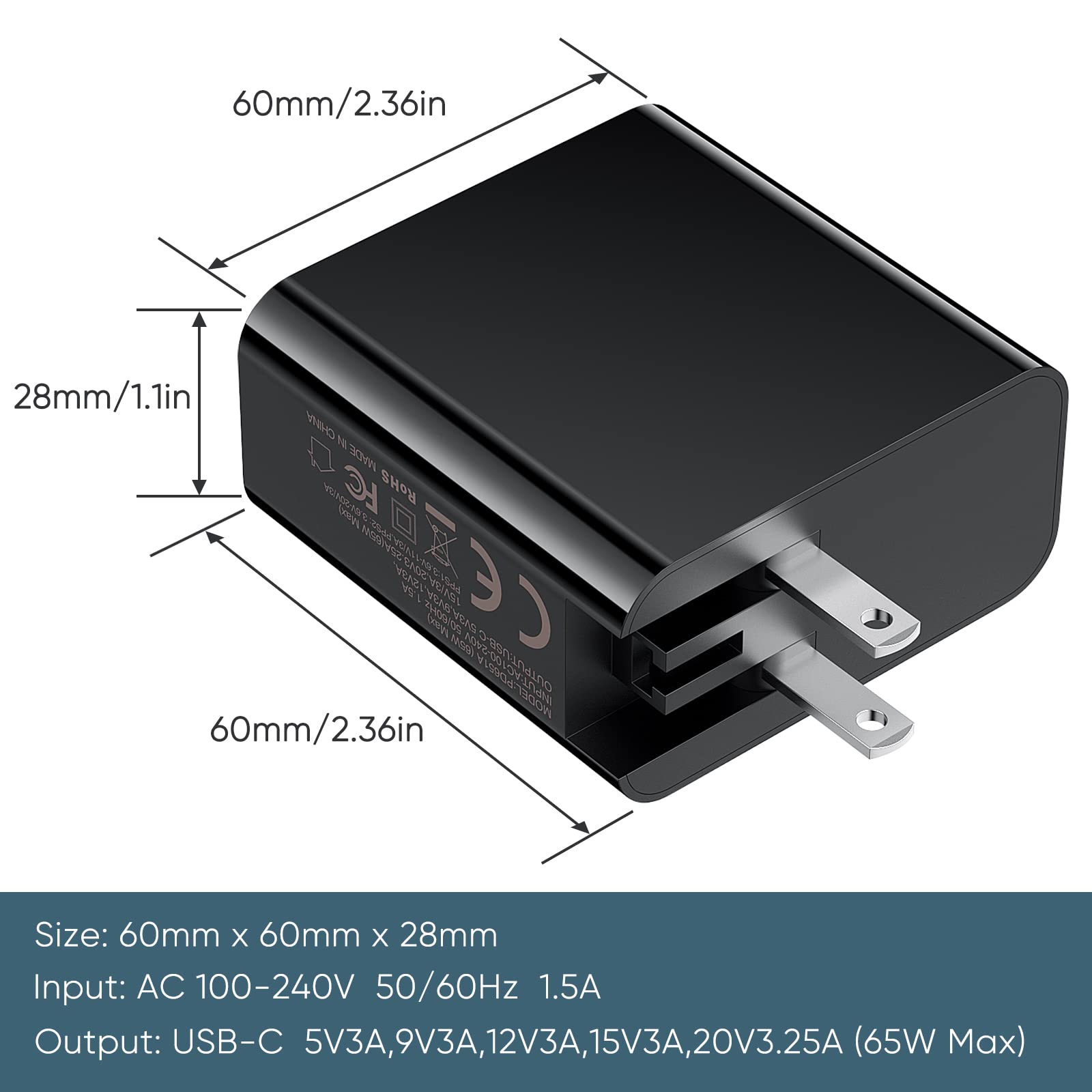 65W 45W Fast Charger for Steam Deck, AC Adapter Power Adapter Travel Wall Charger with Charging Cable, USB C to C PD Adapter for Switch/Laptop/Tablet/Phone/for PS5/ Xbox Series Controller Charger