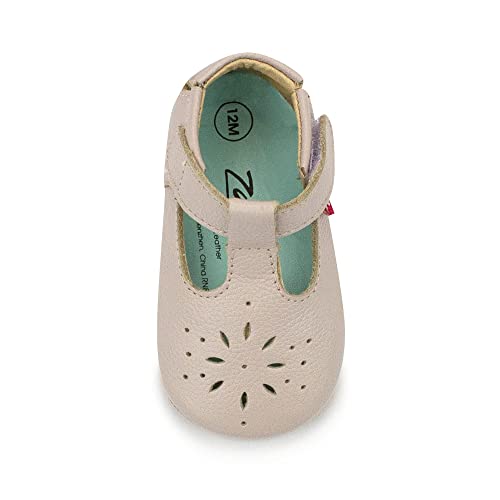 Zutano Leather Mary Jane Baby Shoes for Girls, Dove, 18M