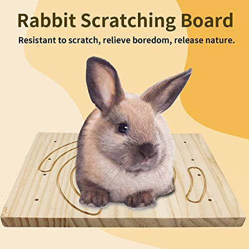 BNOSDM Rabbit Scratch Board, 2 Pack Bunny Scratching Pad Hamsters Nail Scratch Pad Natural Wood Small Animals Grinding Claw Chew Toys for Chinchillas Guinea Pigs Hedgehog Ferret Claws and Teeth Care
