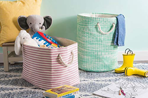 DII Woven Paper Storage Bin, Tweed, Aqua, Medium