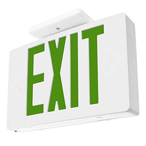 LFI Lights | Green Exit Sign | All LED | White Thermoplastic Housing | Hardwired with Battery Backup | Optional Double Face and Knock Out Arrows Included | UL Listed | (2 Pack) | LED-G