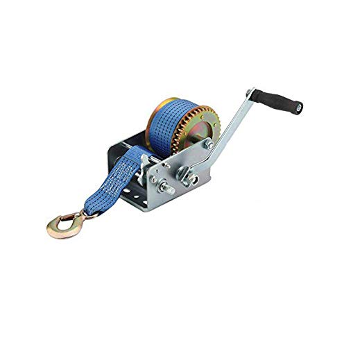 BULLETSHAKER 3200LBS Polyester Strap 2 Gear Hand Winch Hand Crank Gear Winch ATV Boat Trailer