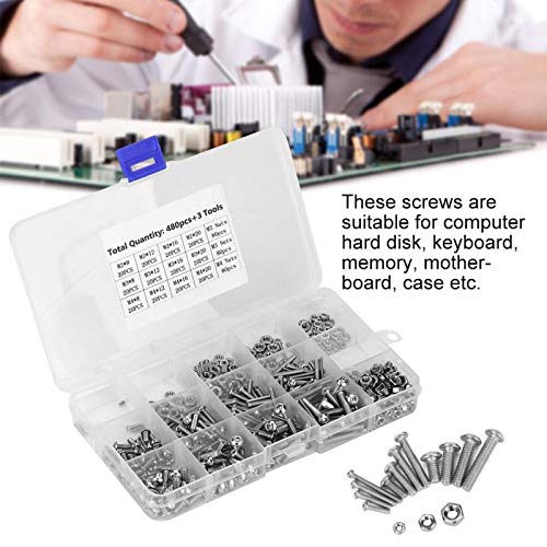 Screw 480Pcs M2/M3/M4 Stainless Steel Screw Machine Screws & Bolts for Laptop/Phone/PC/Hard Disk/Keyboard Fasteners tornillos