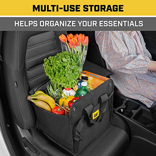 CAT® FlexTrunk Car Trunk Organizer Storage - Collapsible Dual-Compartment Automotive Adjustable Pockets Expandable Sturdy Multipurpose Folding Cargo Store for Auto Backseat, Black (CATO-201)