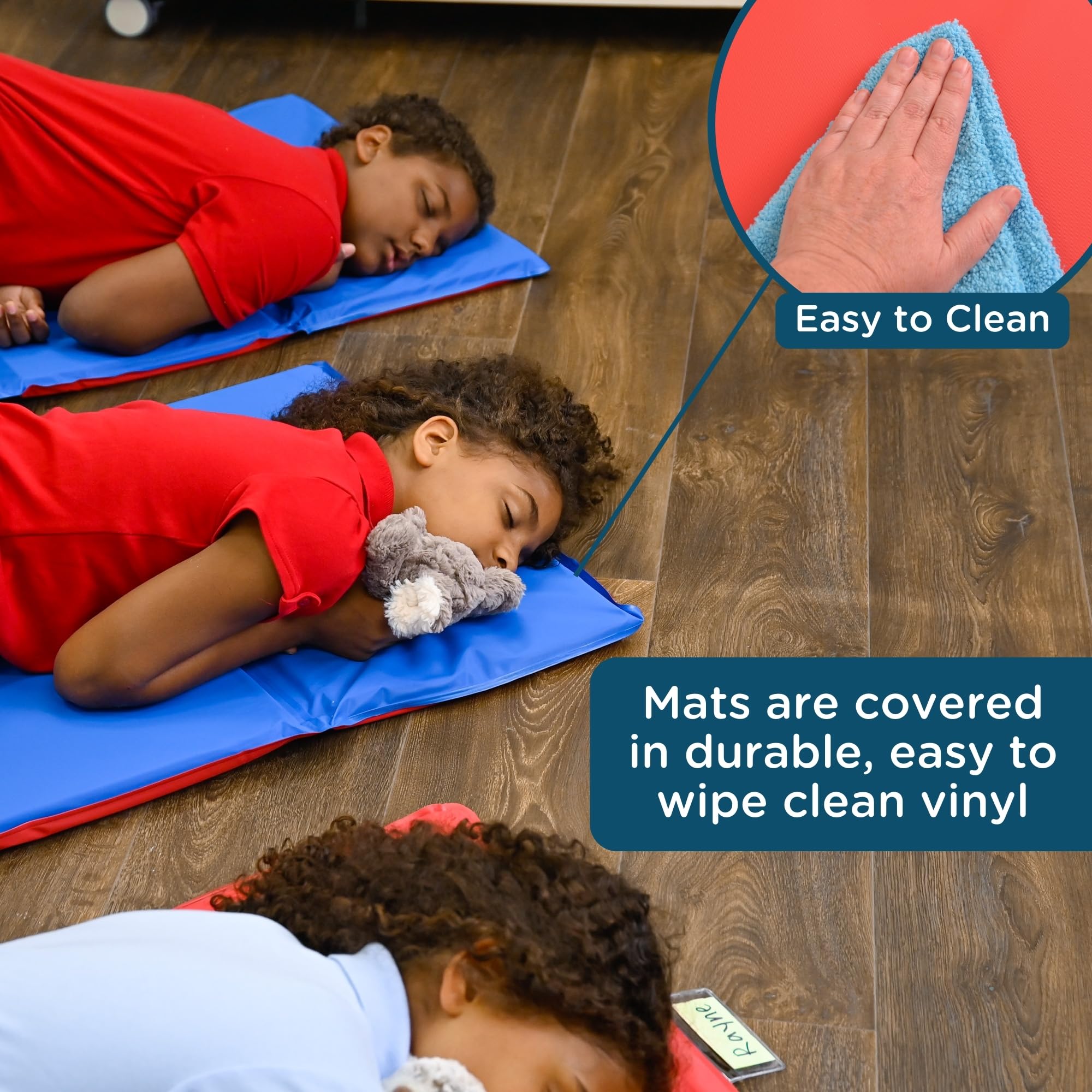 Children’s Factory 1 Inch Thick Rest Mats for Preschool, 4-Section Nap Mats for Daycare, Nursery, Classroom, Red-Blue, 10 Pack