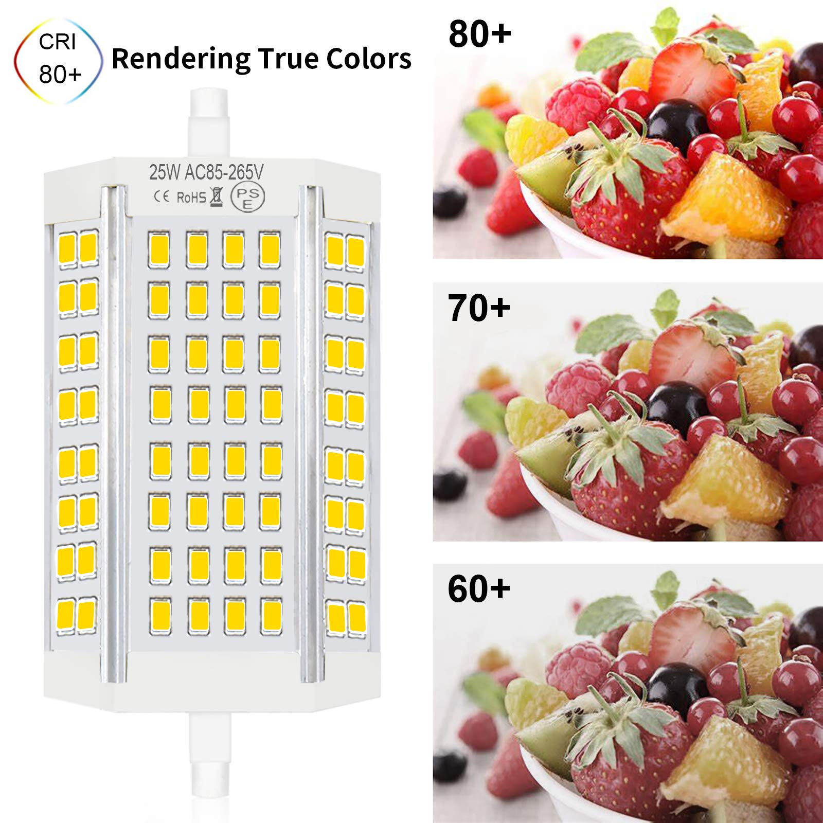 Bonlux R7S LED Light Bulb 118mm, 25W J118 Double Ended LED Bulbs 120V J Type R7S LED Floodlight 200W Halogen Bulb Replacement Daylight 6000K for Floor Lamp, Security Light (2-Pack)