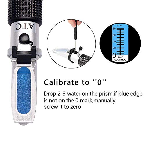 Alcohol Refractometer 0~80% for Liquor Spirit Alcohol Volume Percent Measurement with Automatic Temperature Compensation (ATC)