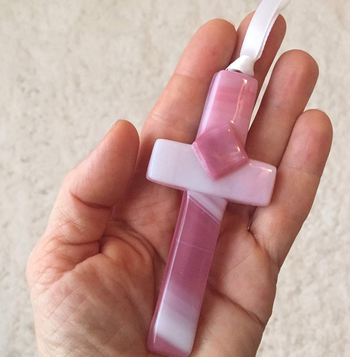 Handmade Glass Cross for Mother with Poem- Unique Gift for Mom on Christmas, Mother's Day, Birthday