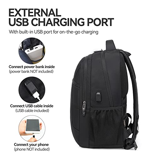 BOUYOTA Business Backpack, Travel Laptop Backpack, Travel Laptop Backpack 15.6 Inch with USB Charging Port, Anti Theft Business Laptop Backpack, Travel Laptop Backpack Professional, Laptop Backpack