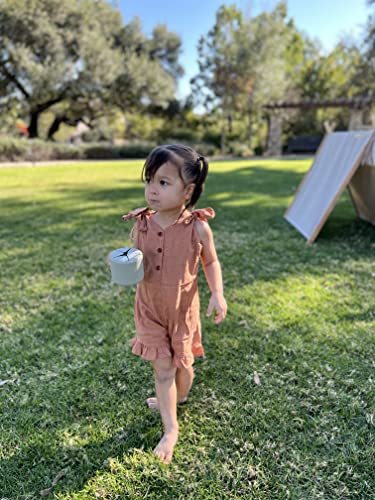 BraveJusticeKidsCo. | SiliSnacker™ Snack Cup 2 Pack | Silicone Snack Container | Toddler and Baby Snack Catcher (Latte & Desert Sage)