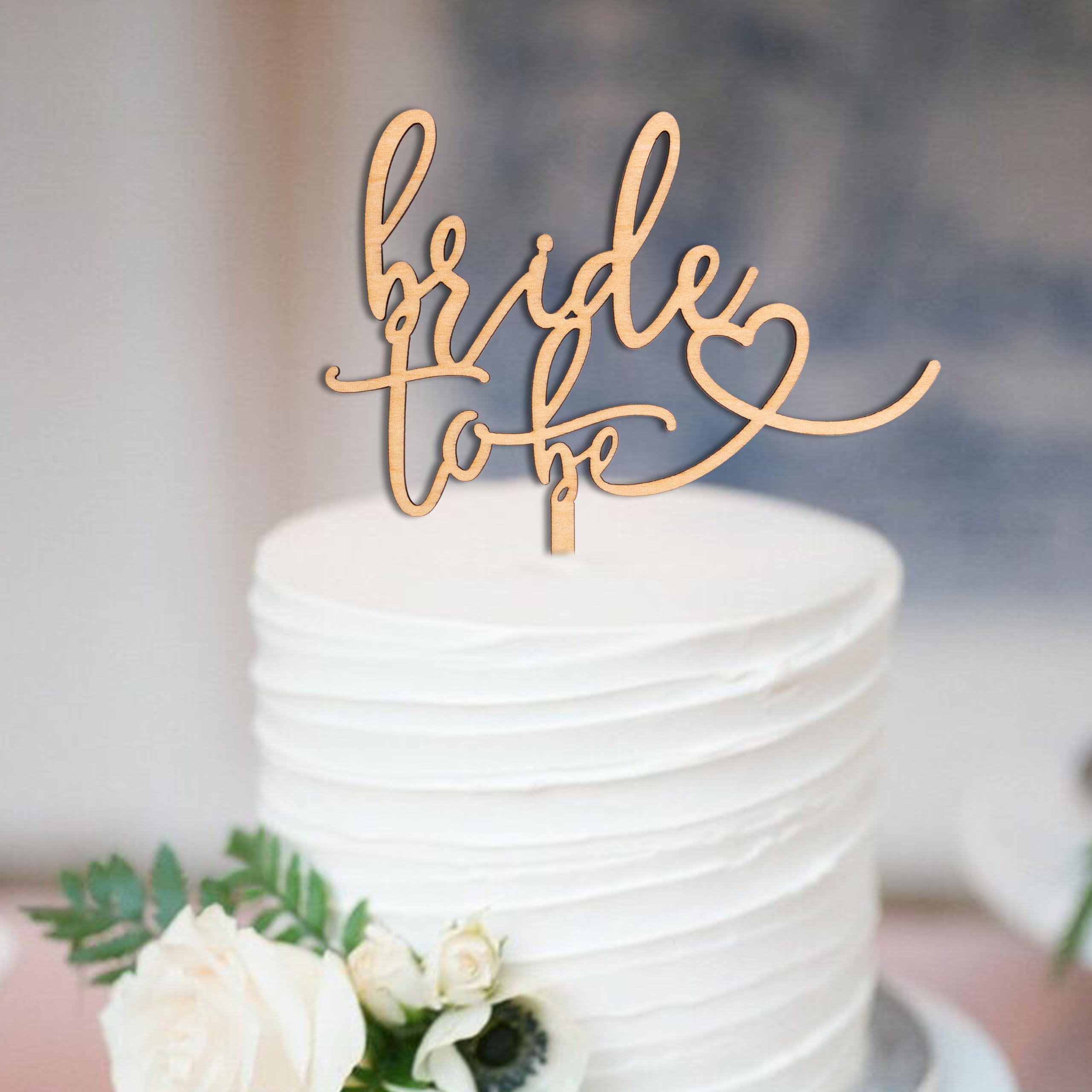 Bride to Be Cake Topper - Bridal Shower Cake Topper Wood Natural Color,For Wedding Shower/Engagement/Bachelorette Decorations (Wood Bride Topper)