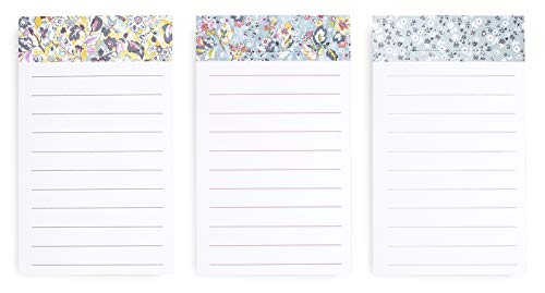 Vera Bradley Tab Notes with 90 Double Sided Lined Sheets for Daily Planner, Loose Paper Pad with Decorative Storage Box, Floating Garden