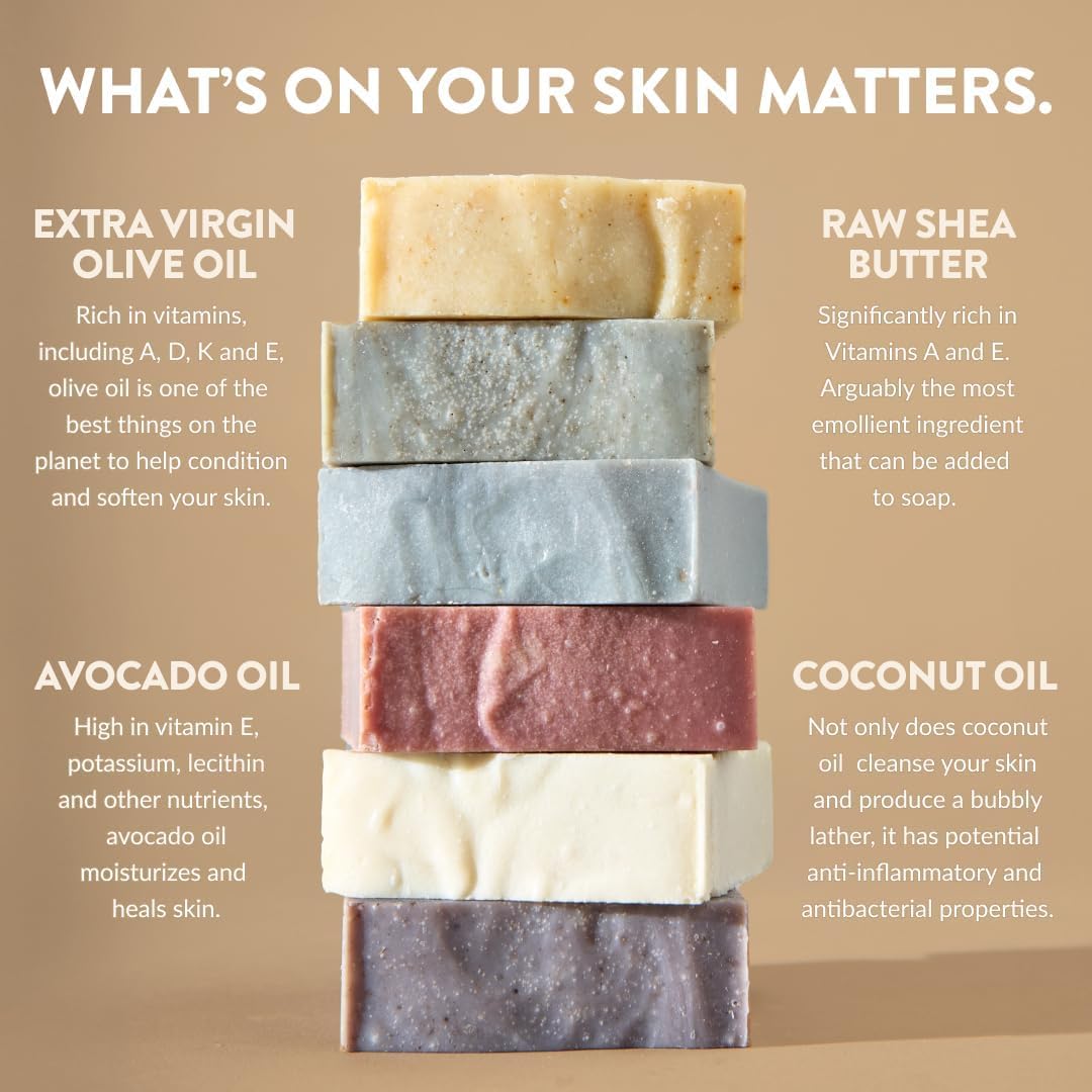 Crate 61 Organics, Handmade in Canada, Plant Based Cold Process Natural Bar Soap, With Premium Essential Oils, Dry Skin, Pack of 6 (Citrus)