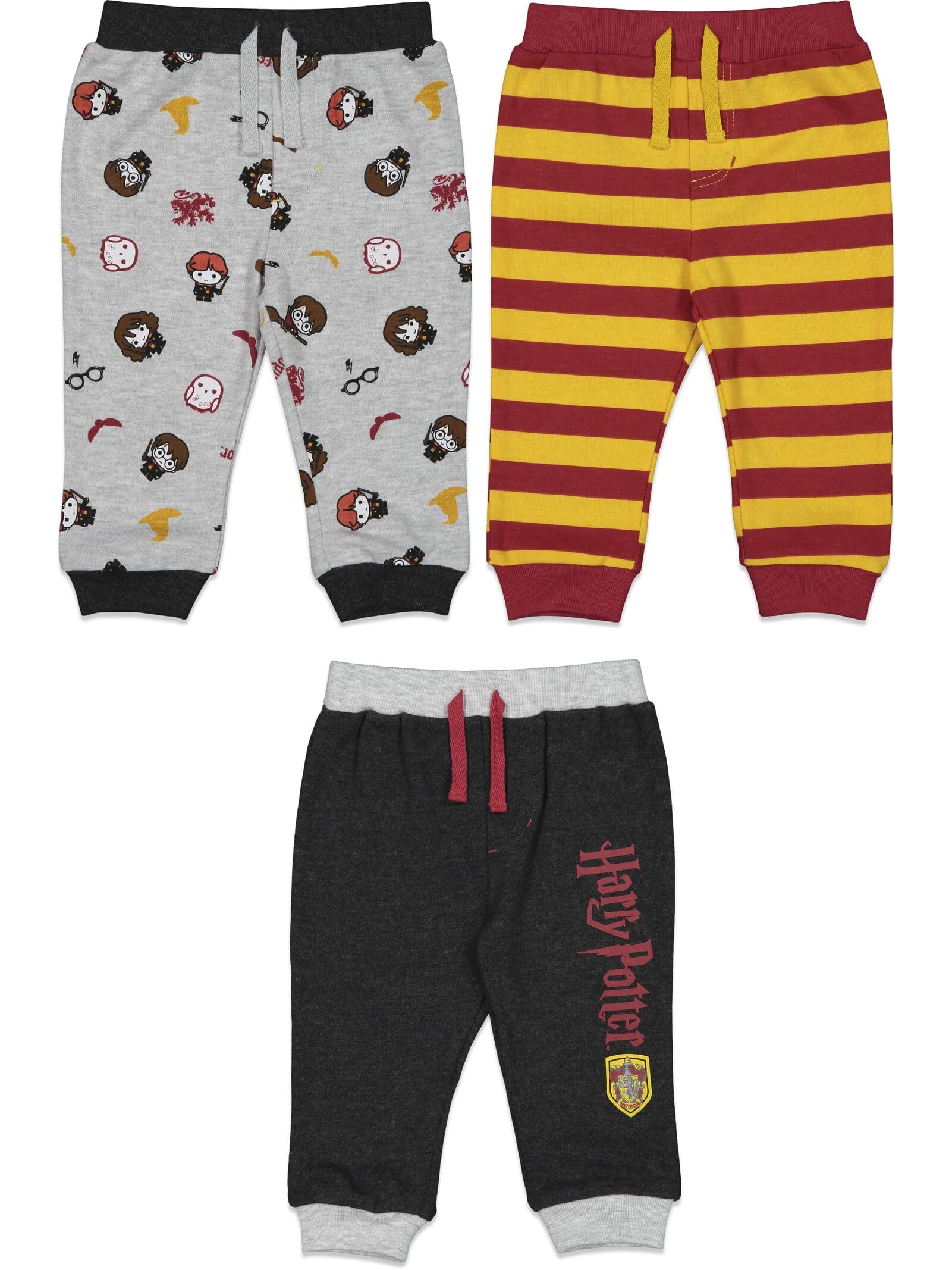 Harry Potter Newborn Baby Boys 3 Pack Jogger Pants Gryffindor 6-9 Months Multicolor