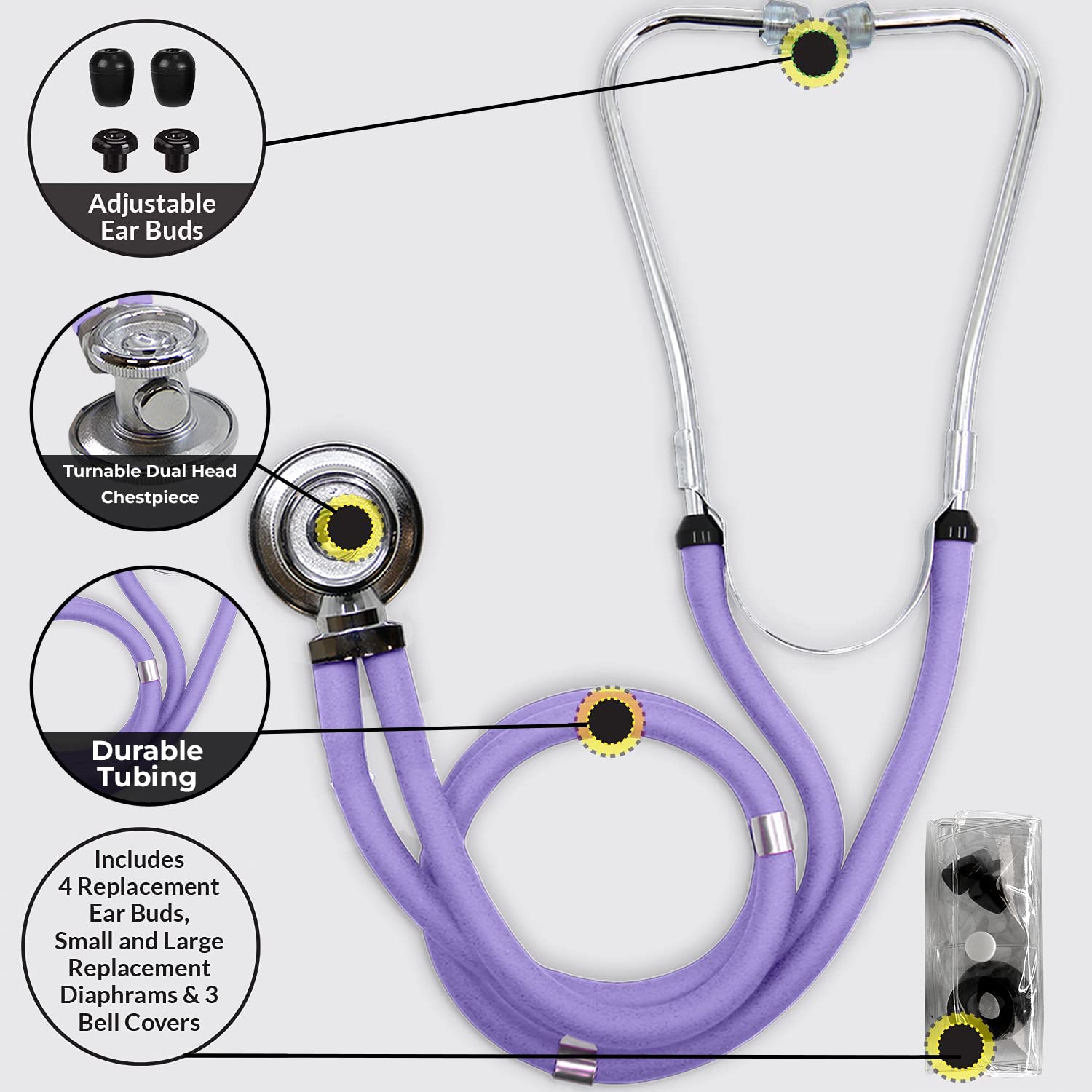 Dixie Ems Sprague-Rappaport Type Two Tube Stethoscope – Lavender