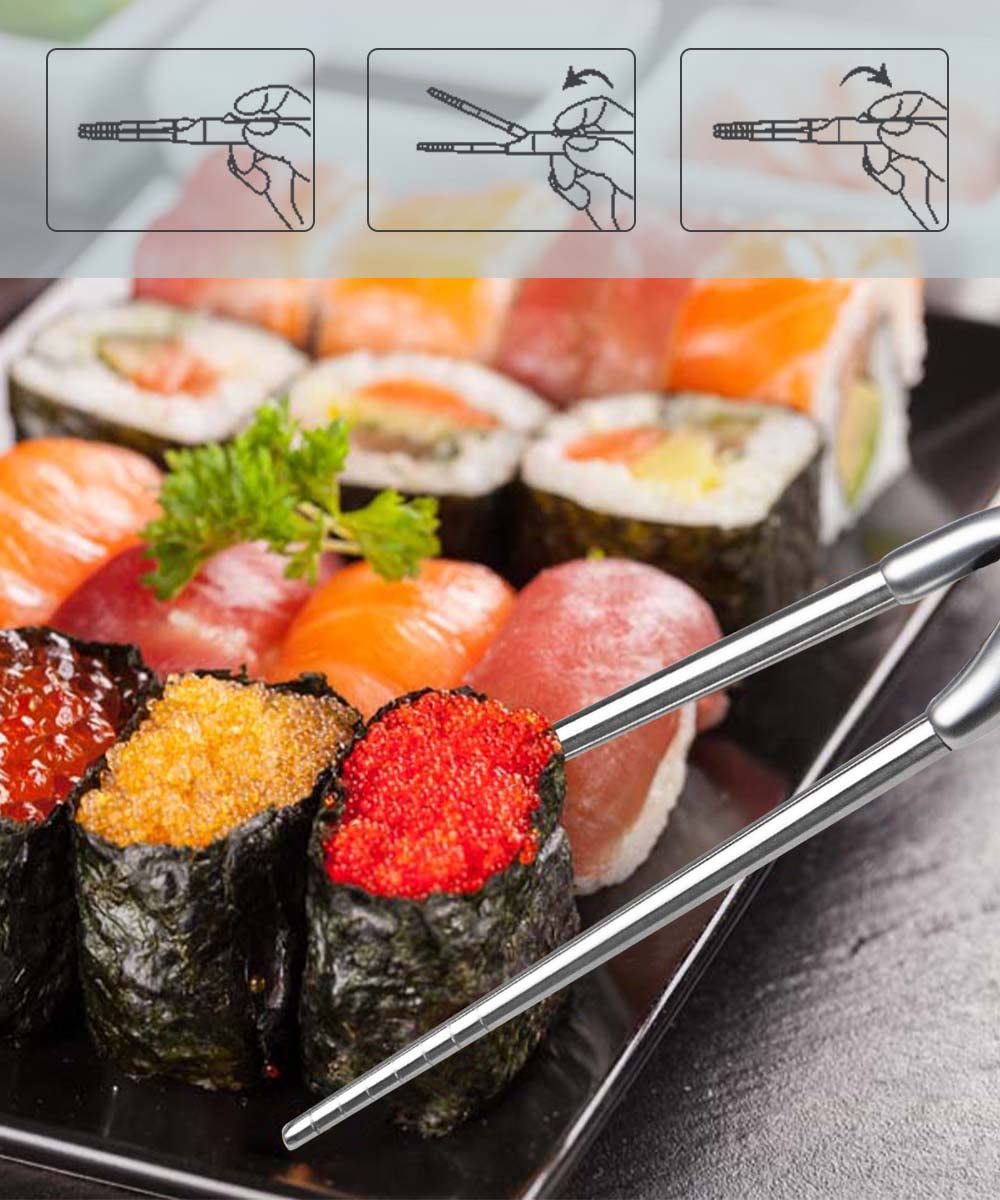IROJEEF Autosticks Chopsticks Metal Chopsticks Set Chopsticks Reusable kids Chopsticks Press Chopsticks Beginner Chopsticks Easy Chopsticks Super portable Easy to Clean (Blue)