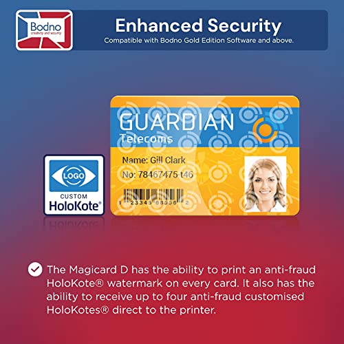 Bodno Magicard D Dual Sided ID Card Printer & Complete Supplies Package ID Software - Bronze Edition
