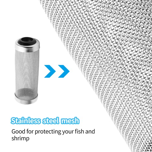 Bivethoi Stainless Steel Aquarium Filter Intake Cover, 16mm Shrimp Filter Guard Metal Fish Tank Filter Intake Strainer, Mesh Tube Filter Net Cover Aquarium Inlet Filter Screen for Fish Tank