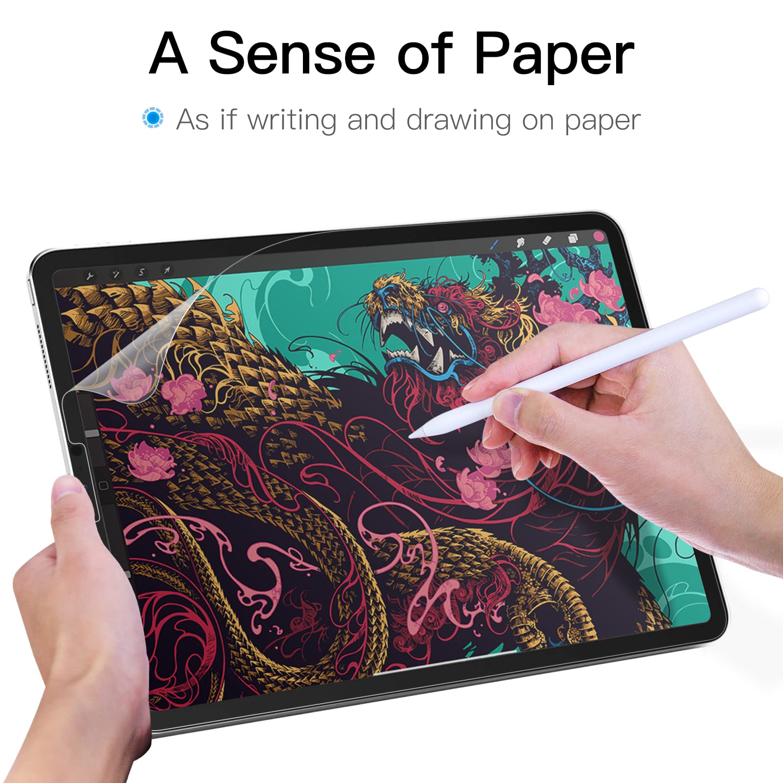 JETech Paper Screen Protector for iPad Air 5/4 10.9-Inch, iPad Pro 11-Inch (2022/2021/2020/2018 Model), Anti-Glare, Matte PET Paper Film for Drawing