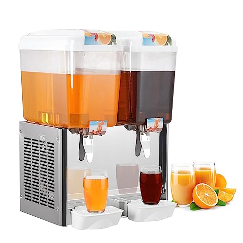 Commercial Beverage Dispenser, Towallmark 2 Tanks 9.5 Gallon 36L Commercial Juice Dispenser, 18 Liter Per Tank, 280W Stainless Steel Food Grade Ice Tea Drink Dispenser with Thermostat Controlle